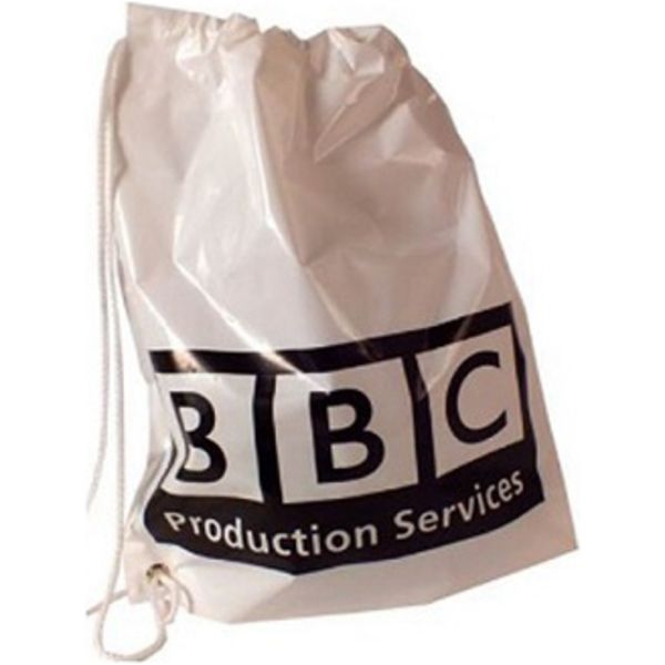 Biodegradable Polythene Carrier Drawstring Duffle Bag – Black and White ...