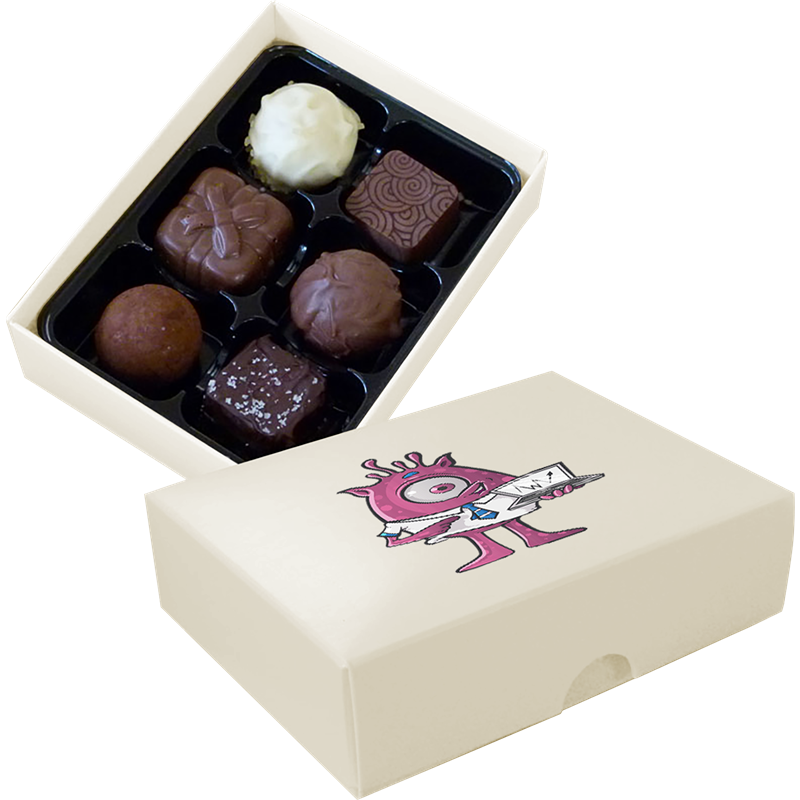 Chocolate box with 6 assorted chocolates and truffles – Black and White ...